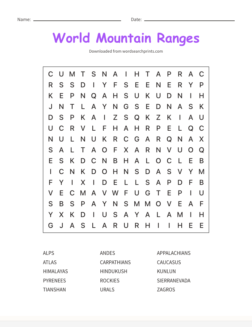 Geography Word Search Puzzles | Word Search